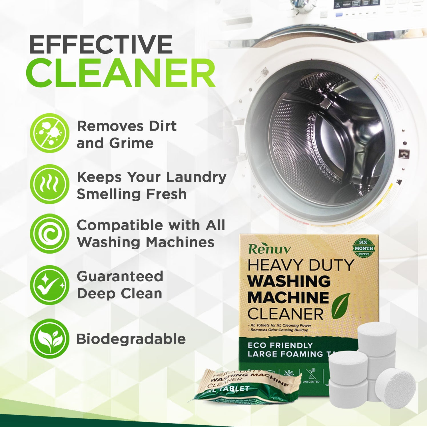 Washing Machine Cleaner For Top Load, Front Load or HE, HUGE 40 Gram S ...